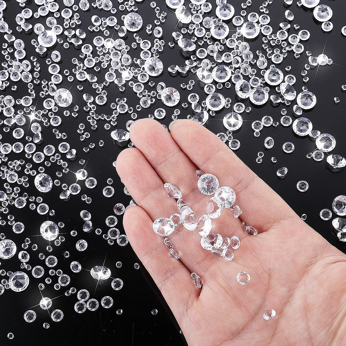 4000 Pcs Mini Clear Diamonds Diamond Vase Filler Acrylic Crystal Diamond Fillers In 3 Sizes Wedding Vase Fillers For Centerpieces Diamond Confetti Table Decorations Table Acrylic Crystal Scatter Gems