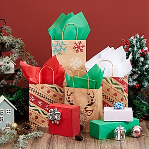 JOYIN 72 Sheets Christmas Tissue Paper Assortment (Red, Green & White) in 20" x 20" for Christmas Wrapping Tissue Paper, Party Supply