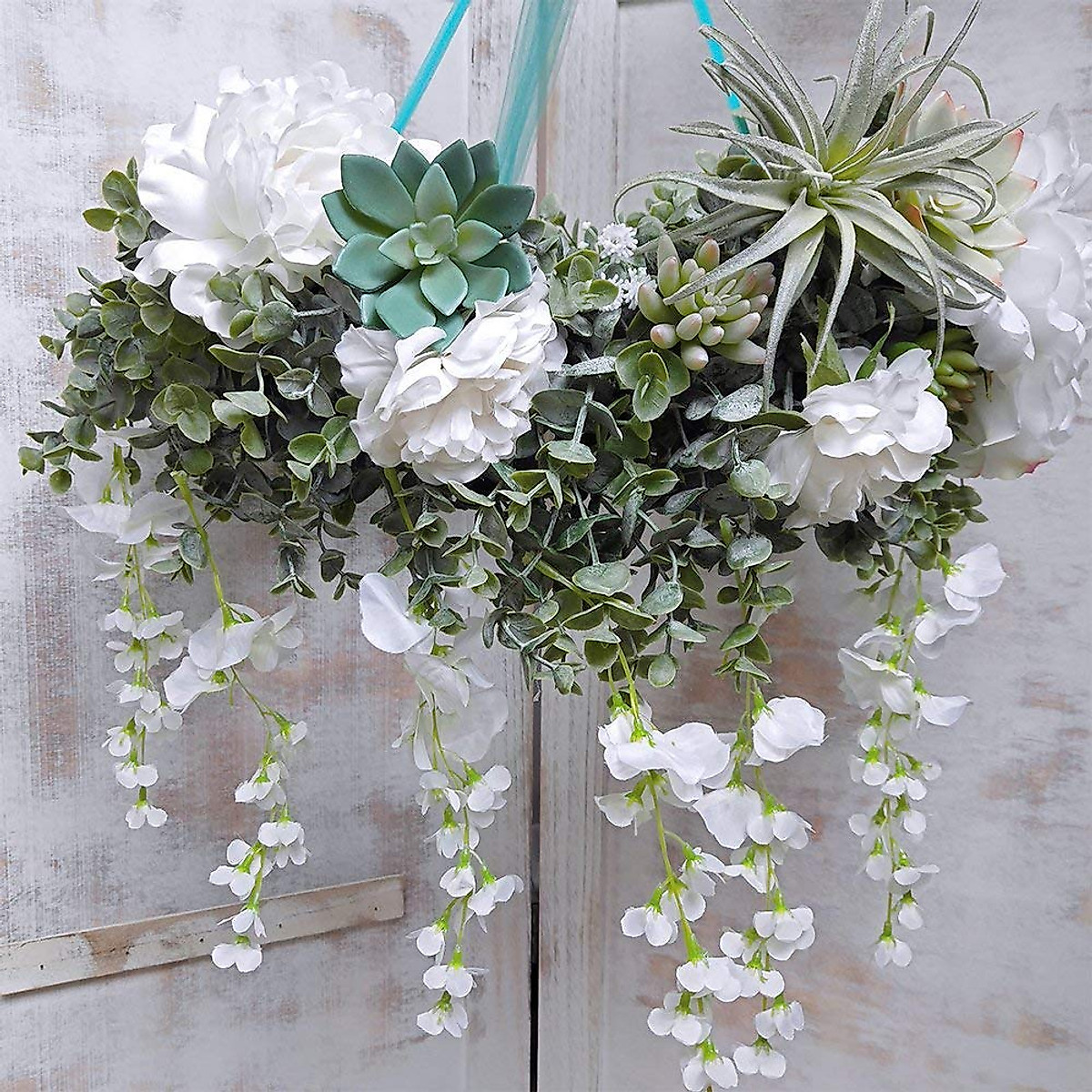 Winlyn 5.9' Long Faux Leaves Greenery Artificial Silver Dollar Eucalyptus Garland in Grey Green Wedding Arch Swag Backdrop Garland Doorways Table Runner Garland Indoor Outdoor