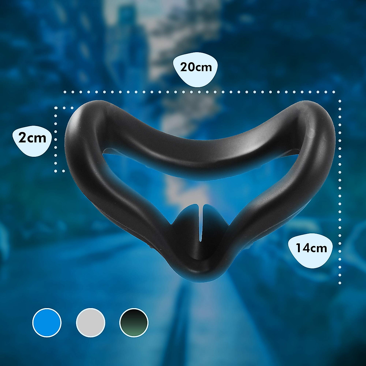 VR Silicone Facial Cover Skin Accessory for Oculus Quest 2 - Washable Sweat-Proof Anti-Leakage Light Blocking Face Cover (Black)