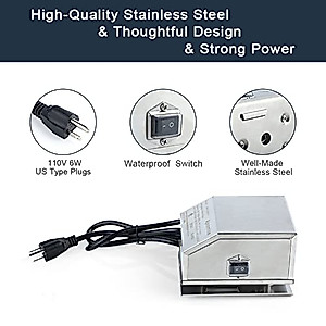 Apromise Rotisserie Motor - Stainless Steel Rotisserie Spit Motor 6W 110 Volts with Waterproof On/Off Switch | Powerful Rotisserie Motor Hold Up to 50 Pounds Capacity - Silver