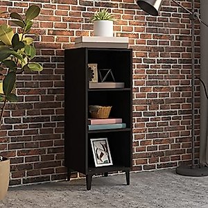 GOLINPEILO Wooden Sideboard Storage Cabinet Black 13.6"x12.8"x35.4" Engineered Wood -AA