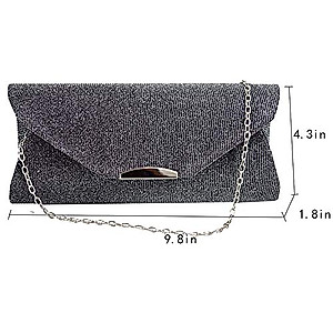 ZLMBAGUS Ladies Frosted Satin Evening Clutch Purse Bag Party Prom Wedding Envelope Crossbody Handbags Dark grey