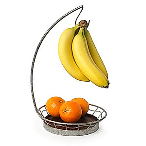 Spectrum Diversified Heritage Holder & Fruit Tray Storage Organization and Display of Produce Vegetables Banana Hanger, Galvanized, Fruit Basket
