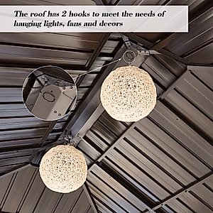 Iwicker 12' x 16' Hardtop Permanent Aluminum Gazebo with Mosquito Netting and Polyester Curtain