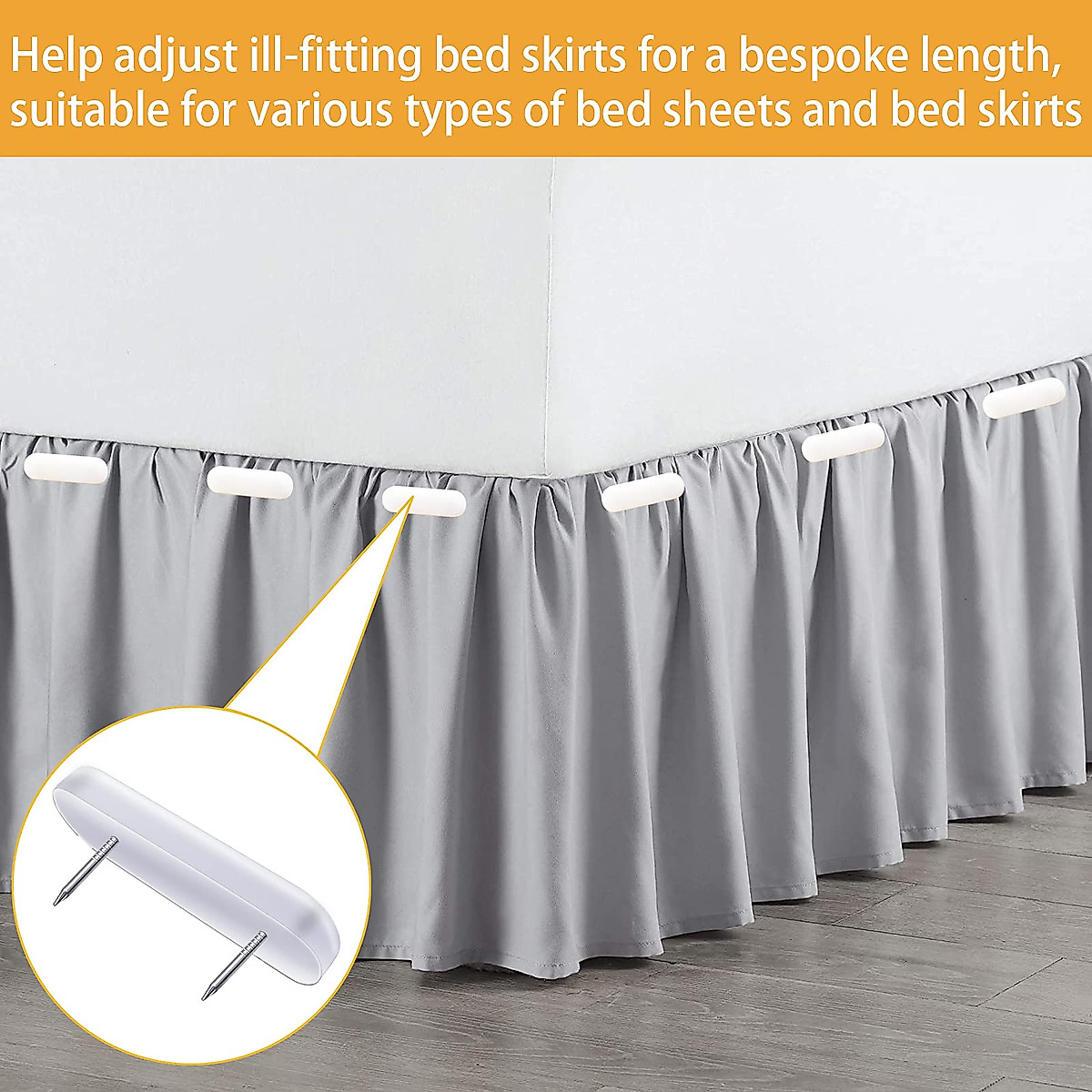 30 Pieces Bed Skirt Pins Bed Skirt Holding Pins Bed Skirt Pins or Holders Furniture Chair Leg Pins Nails Holding Pins Plastic Head Double Pins for Upholstery, Slipcovers and Bedskirts