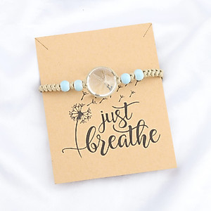 WUSUANED Dandelion Seeds Adjustable Bracelet With Message Card Make A Wish Dandelion Inspirational Good Luck Gift For Women (Dandelion Seed Bracelet With Card)