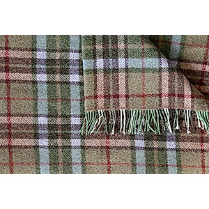 Genuine Irish, 100% Wool Throw & Toss Blanket, Traditional Plaid Print, Soft Warm Heirloom Quality Lambswool, Imported from Ireland, 54" x 72" Inches, Green