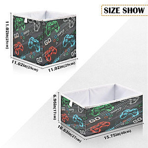 QUGRL Grunge Gamepad Storage Bins Organizer Video Joystick Foldable Clothes Storage Basket Box for Shelves Closet Cabinet Office Dorm Bedroom 15.75 x 10.63 x 6.96 in