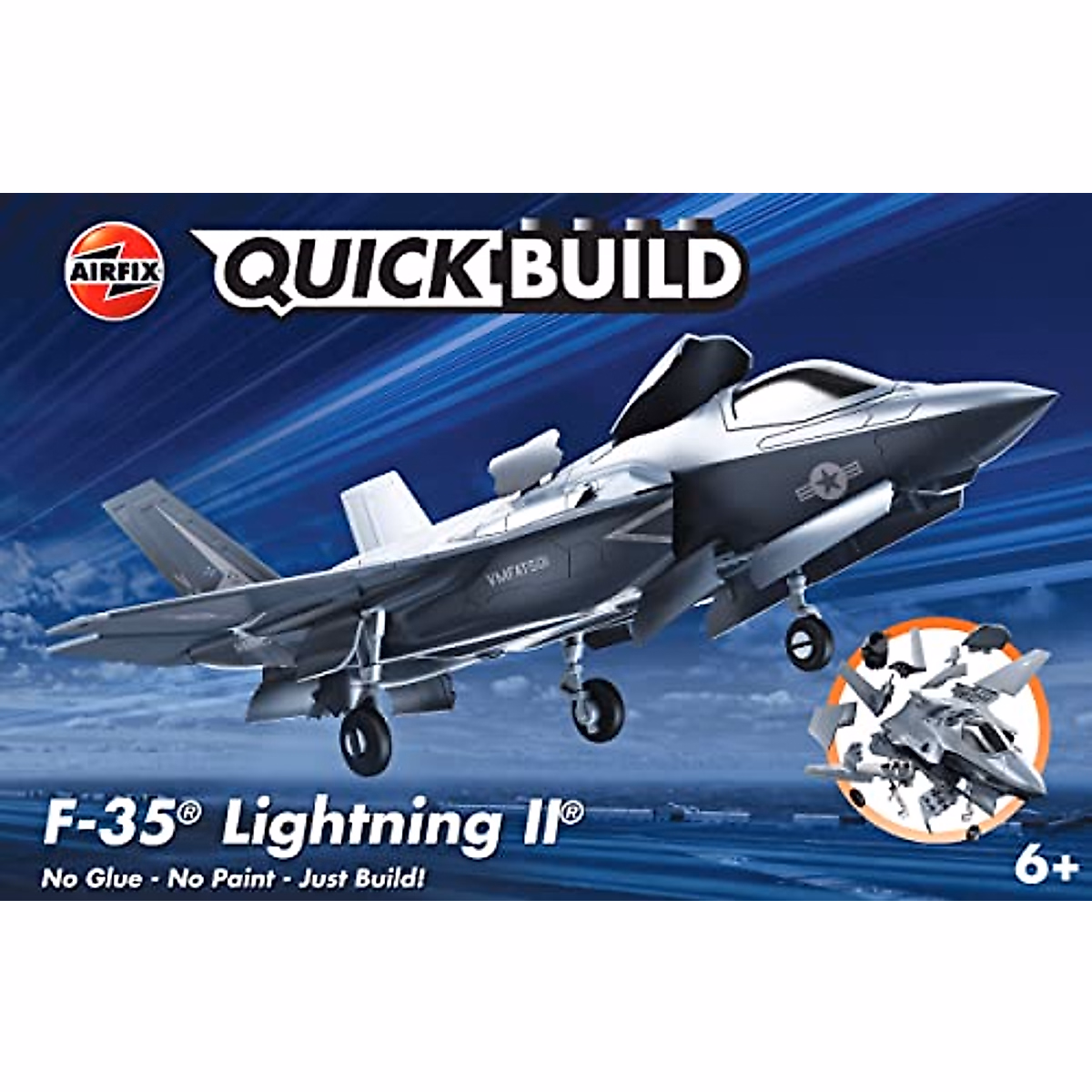 Airfix Quickbuild F-35B Lightning II Brick Building Plastic Model Airplane J6040, Gray