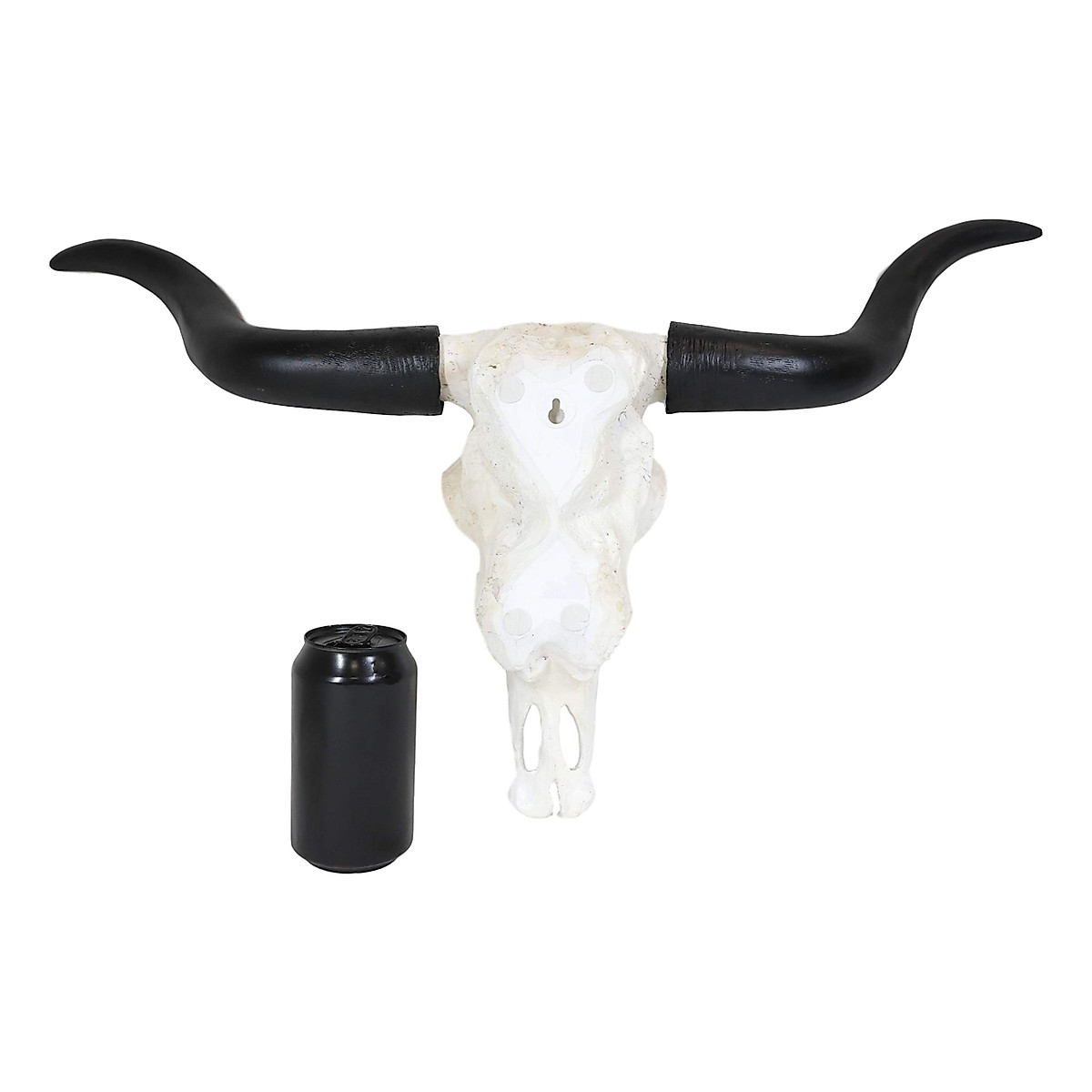 Ebros 27.5" Wide Southwest Rustic Off White Steer Bison Buffalo Bull Cow Horned Skull Head With Scroll Lace Filigree Design Hanging Wall Mount Decor Native Animal Totem Bust Skulls Western Accent