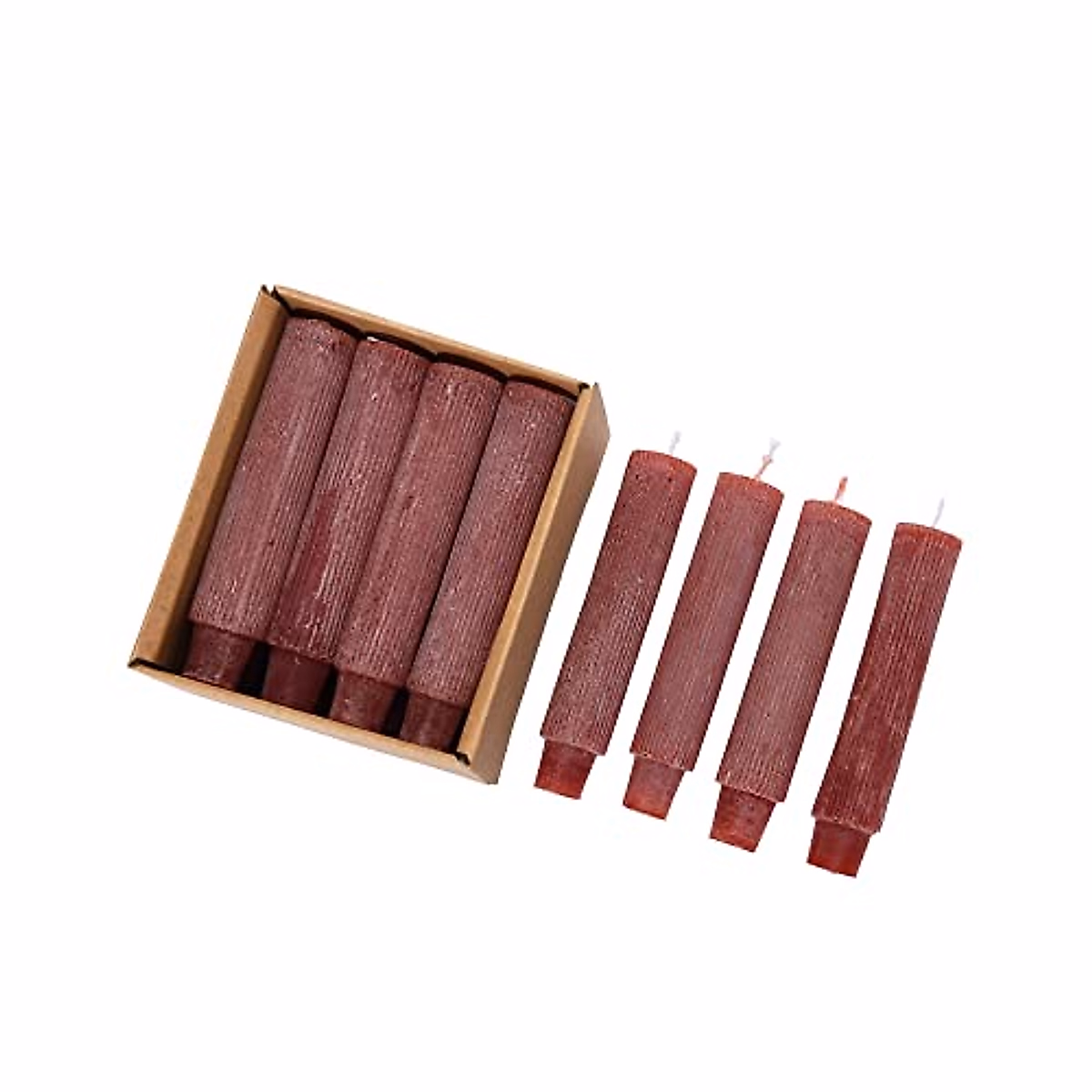 Creative Co-Op Unscented Pleated Taper Box, Powder Finish, Set of 12, Cabernet Candles, 1" L x 1" W x 5" H, Purple