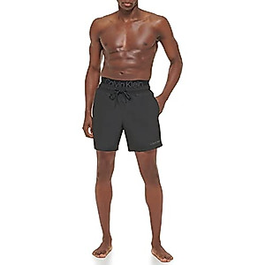 Calvin Klein Men's Standard UV Protected Quick Dry Swim Trunk, Noir, X-Large