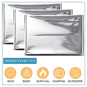 Macarrie 100 Pack Emergency Thermal Blankets Silver Foil Survival Blanket Space Blanket Survival Kit for Outdoors, Camping, Hiking, Homeless, Survival or First Aid (Silver)