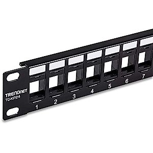 TRENDnet 24-Port Blank Keystone 1U Patch Panel, 1U 19" Metal Rackmount Housing, Recommended with TC-K25C6 & TC-K50C6 Cat6 Keystone Jacks (Sold Separately), Black, TC-KP24