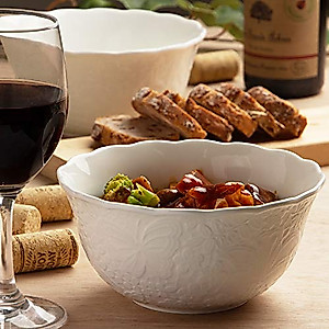 Narumi 51952-23143 Bowl Plate Set, Honeton Lace Bride, 6.3 inches (16 cm), White, Lace Pattern, Cute, Small Bowl, Donburi, Wedding Gift, Microwave Warm, Dishwasher Safe, Gift Box Included