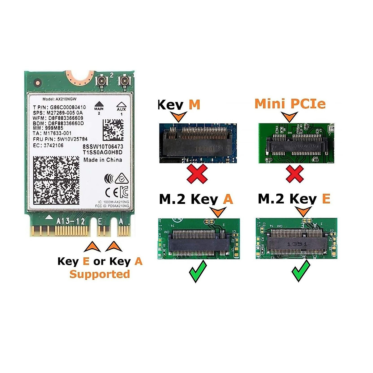 HighZer0 Electronics AX210 WiFi 6E Card | Tri-Band 2.4/5/6 GHz Wi-Fi | Up to 2.4 Gbps | M.2 WiFi Card for PC | No vPro | Supports Bluetooth 5.3 & Intel, AMD, Windows 10/11, Linux | AX210NGW (AX210)