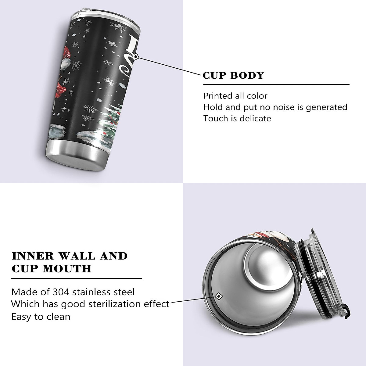 Jinhinox Christmas Let It Snow Coffee Tumbler Cups Insulated Tumblers Travel Coffee Mug Water Cup Bottle Stainless Steel Tumbler with Lid and Straw for Cold Ice Hot Drink Outdoor Women Men