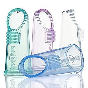 Brilliant Wipe N Brush by Baby Buddy, Silicone Toothbrush, Cleaner for Infants 4-16 Months Old, Use with Dental Wipe, Infant Oral Cleaning Products, Baby Registry Must Haves, Travel Accessories, Blue