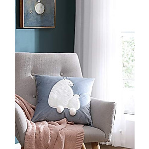 Chezmoi Collection Velvet 3D Polar Bear Pillow Removable Cover with Pillow Insert, Faux Fur Throw Pillow, Decorative for Sofa Couch Living Room Bedroom 18 x 18 Inches