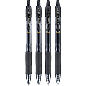 PILOT G2 Premium Refillable and Retractable Rolling Ball Gel Pens, Fine Point, Black Ink, 4-Pack (31057)