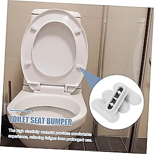 Homoyoyo 4pcs Toilet Seat Gasket Bidet Bumpers Non-skid Toilet Gaskets Toilet Lid Bumper Toilet Stopper Replacement Kit Toilet Buffer Pads Toilet Seat Silicone Buffers Light Grey Plastic