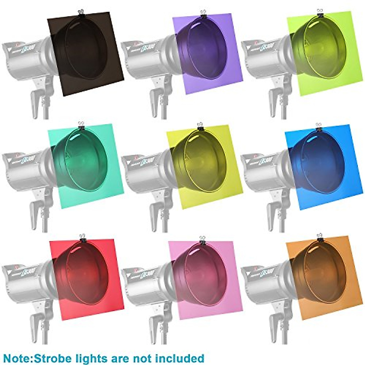 Neewer Correction Gel Light Filter Transparent Color 12x8.5 inches/30x20 centimeters 18 Sheet with 9 Colors: Red Blue Pink Cyan Purple Orange Green Yellow Black for Photo Studio Strobe Flash LED Light