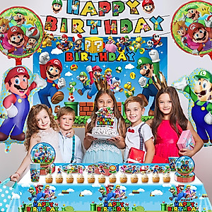 Cartoon Birthday Party Supplies Decorations Cartoon Game Backdrop Banner Cake Topper Balloons Cartoon Party Table Cloth Plates Cups etc Cartoon Game Birthday Party Supplies