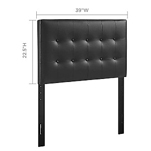 Modway Emily Tufted Button Faux Leather Upholstered Twin Headboard in Black