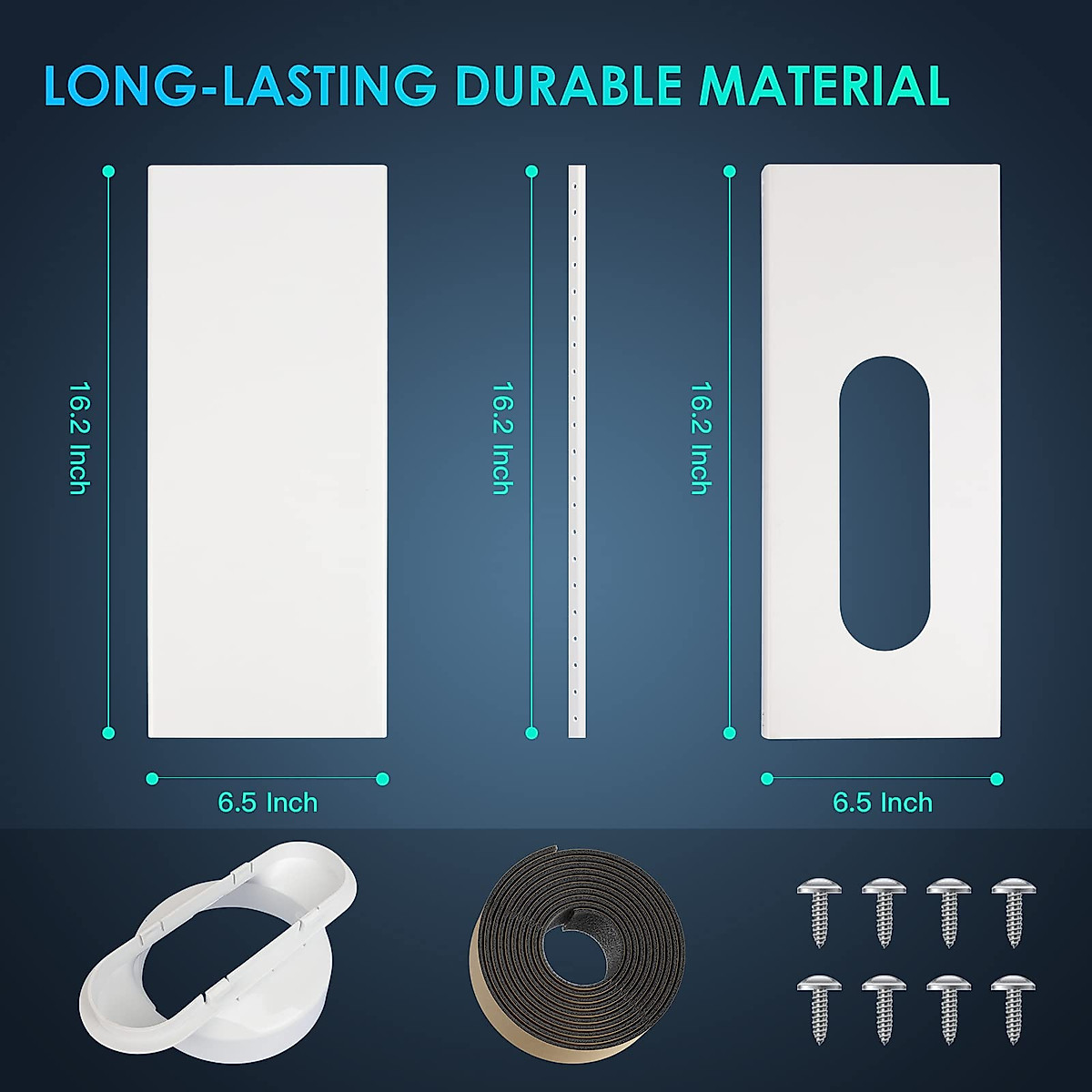 DuraComfort Portable Air Conditioner Window Kit, Sliding Vent Kit with Coupler for 5 Inches Diameter Universal Thread AC Exhaust Hose, Up to 61.8 Inches