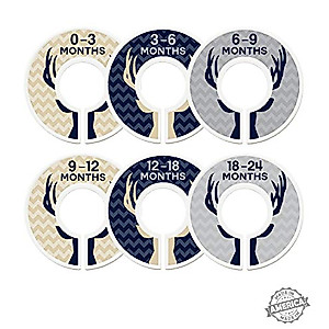 Modish Labels Baby Clothes Size Dividers, Baby Closet Organizers, Size Dividers, Baby Closet Organizers, Closet Dividers, Clothes Organizer, Nursery, Boy, Woodland, Deer, Navy, Tan, Gray (Baby)