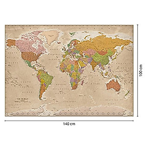 Close Up World map XXL Poster Vintage 2018- MAPS in Minutes® (55"x39")