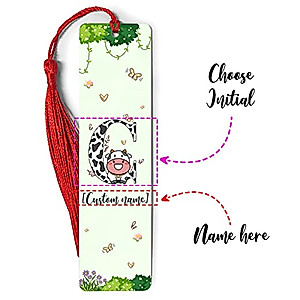 GOLEEX Personalized Initial Bookmark Cow Magnetic Bookmarks Customized Name Letter Page Markers Cute Reading Gifts for Book Lovers Kids Students Women Teens Adults at Christmas