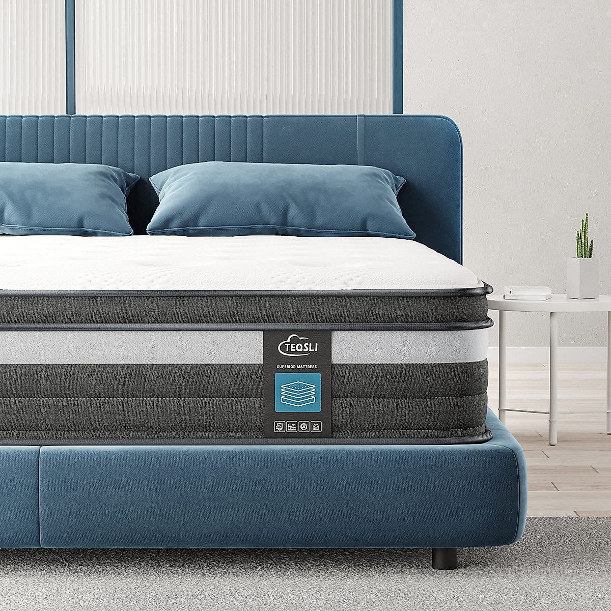 TeQsli Twin Mattress - 10 Inch Gel Memory Foam Hybrid Mattress in a Box for Pressure Relief and Cooling Sleep - Medium Firm Pocket Innerspring Mattress - CertiPUR-US Certified - 10-Year Support