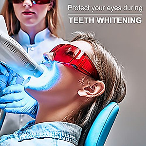 EZGO Dental Lab Safety Glasses, Red Goggle Eyewear, Anti-Fog Protective Eye Shield Safety Glasses for Teeth Whitening Curing Light, Fit Over Glasses for Adults & Kids