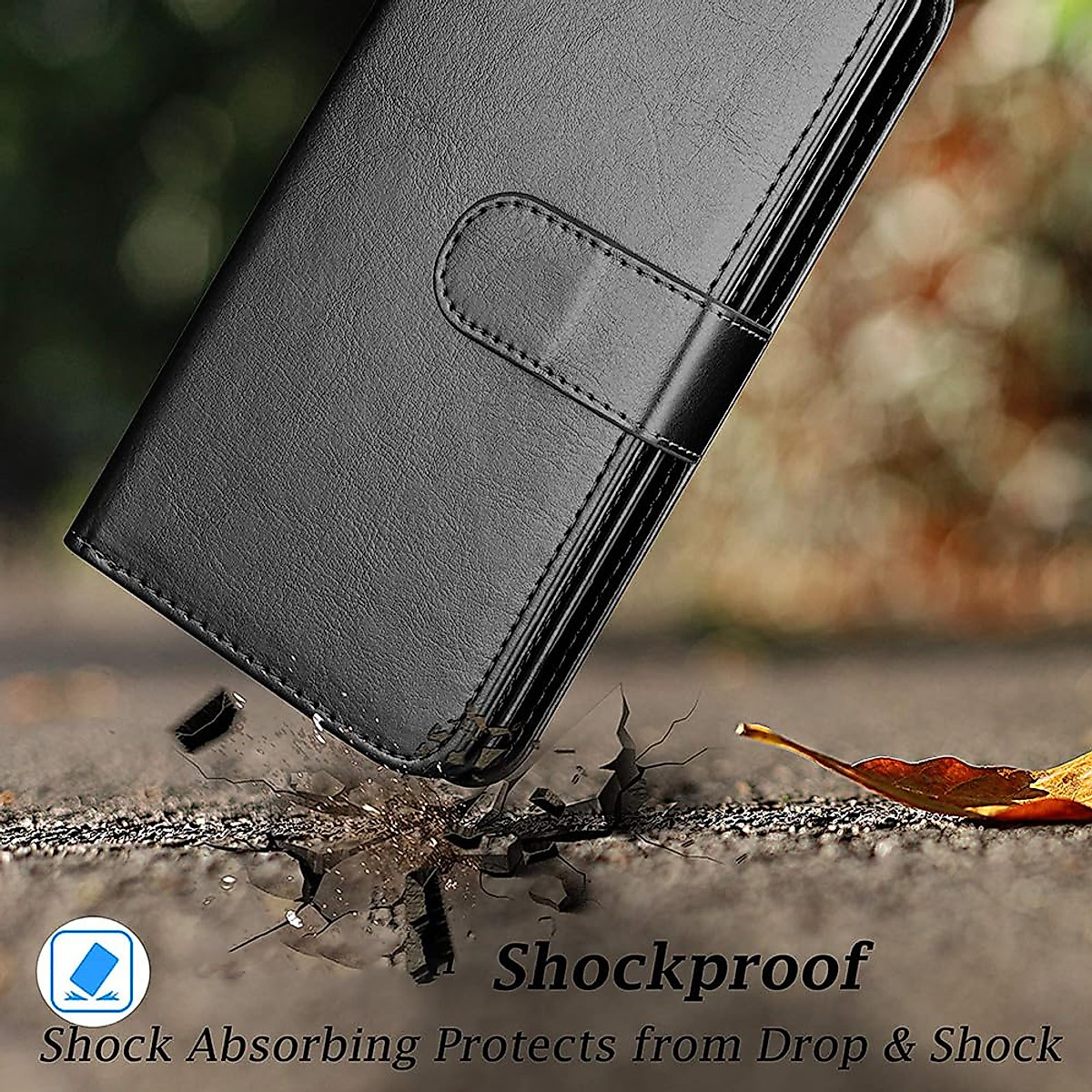 YJROP for OnePlus Nord N30 5G/OnePlus Nord CE 3 Lite 5G Case,with Screen Protector,PU Leather Wrist Strap Card Slots Shockproof Protective Flip Cover Phone Wallet Case for OnePlus Nord N30, Black