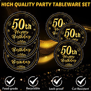 82 Pcs 50th Anniversary Decorations 50th Birthday Decorations Back in 1973 50th Wedding Anniversary Party Supplies Disposable Tableware set Plates Napkins Forks Table Covers Supplies for Men
