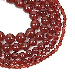 NHBT YU Natural Stone Beads Red Agate Round Loose Beads for Jewelry Making Needlework DIY Bracelets Necklace Strand 4-12 MM T87 (Color : H8163, Item Diameter : 8mm About 48 pcs)