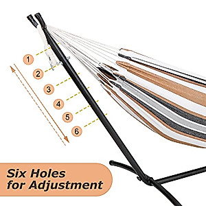 ZENY Double Hammock and Stand for 2 Person Heavy Duty Hammock Stand Brazilian-Style Cotton Hammock, 440LB Capacity