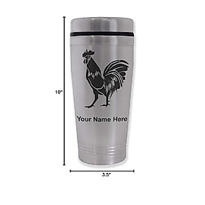 LaserGram 16oz Commuter Mug, Rooster, Personalized Engraving Included