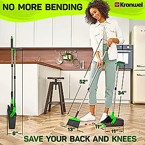 Broom and Dustpan Set for Home with Long Handle - Broom with Stand Up Dust Pans Combo Set for Kitchen, Lobby, Home Cleaning Essentials - Magic Kitchen Broom - Escobas para Barrer Piso