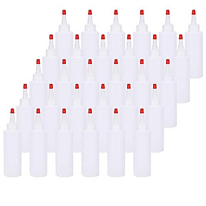 Bekith 30 Pack Small Plastic Squeeze Condiment Bottles with Red Tip Cap, 4 Ounce Squirt Bottle For Ketchup, BBQ, Sauces, Syrup, Condiments, Dressings, Arts and Crafts
