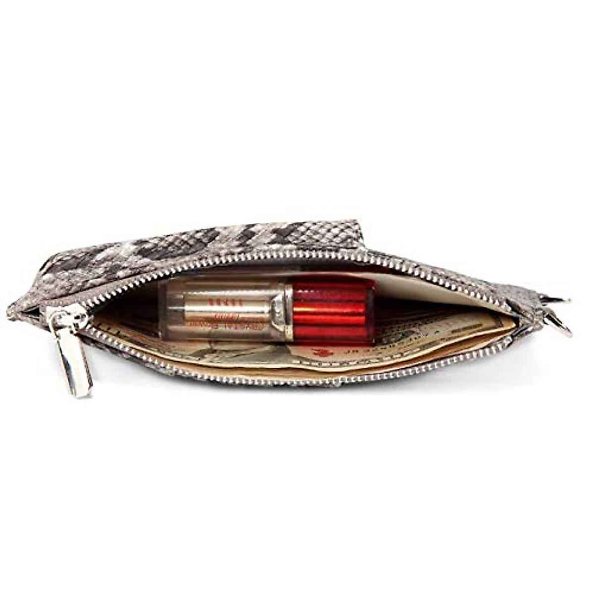 Daisy Rose Phone Holder Wallet & Crossbody Bag RFID Blocking Wristlet PU Vegan Leather - Grey Snake