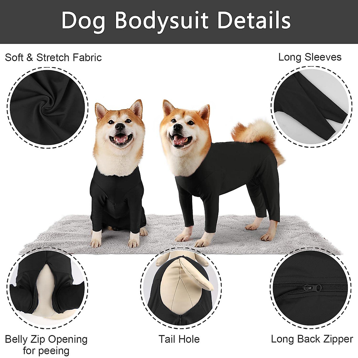 Dog Surgery Suit Female Spay Dog Onesie for Surgery Female Recovery Suit for Dogs Surgical Recovery Suit Male Neuter Dog Anti Shedding Suit Dog Body Suits After Surgery Black/Medium