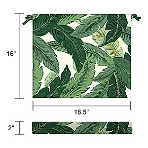 LVTXIII Outdoor Chair Cushions, Fade-Resistant Patio Furniture Cushions Outdoor Square Chair Pads with Ties for Dining Chairs and Garden Decoration, 18.5"x16"x2" Set of 4, Swaying Palms Green