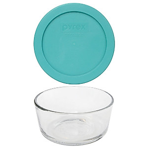 Pyrex (1 7200 Glass Bowl & (1) 7200-PC Turquoise Blue Lid Made in the USA