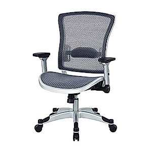 Space Seating 317 Series Executive Light Air Grid Office Chair with Breathable Mesh Back, Lumbar Support, 2-to-1 Synchro Tilt Control and Adjustable Tension, Platinum Finish