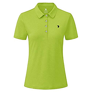 Rdruko Women's Golf Polo T Shirts Lightweight Moisture Wicking Short Sleeve Shirt Quick Dry 4-Button(Green, US S)
