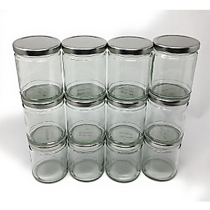 9 oz Straight Sided Glass Jar with Metal Silver Lid 12-Pack by Richards Packaging