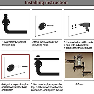 tonchean Industrial Rustic Shelving Wall Wood Pipe Ladder Floating Shelves Wall Mounted Corner Shelves for Bathroom Kitchen Office-Pipe Shelves with Wood Planks
